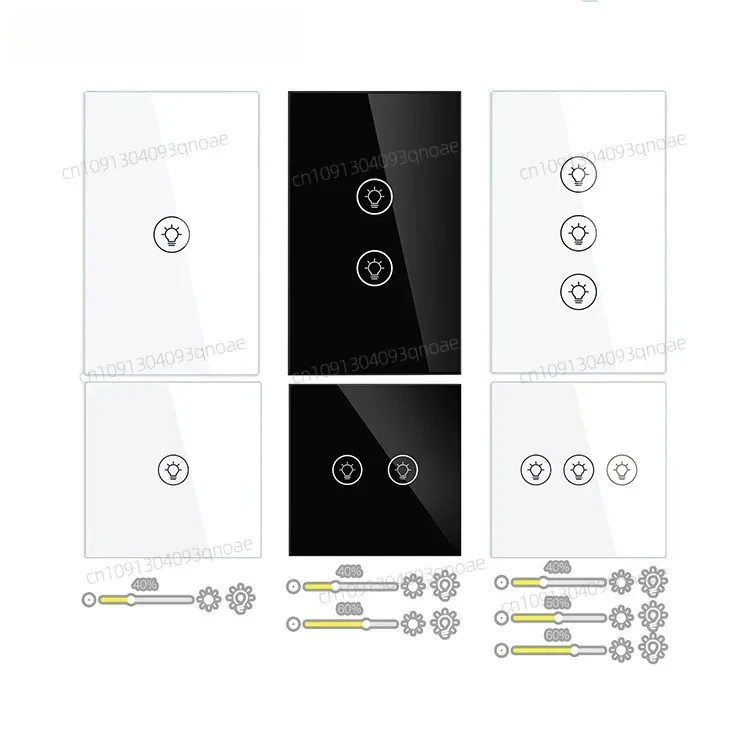 tuya 1 2 3 gang wifi smart switch dimmer wi-fi light white glass panel ...