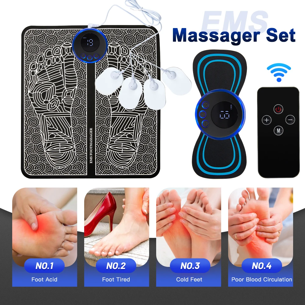 EMS-Foot-Massager-Mat-Muscle-Stimulator-Electric-TENS-Feet-Massager-Pad ...