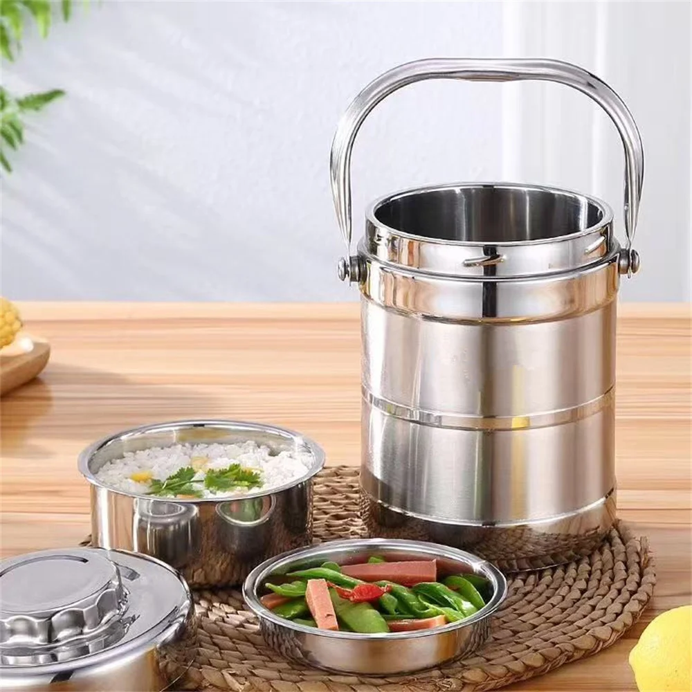 Thickened Stainless Insulated Lunch box 1400ML Steel Food Container ...
