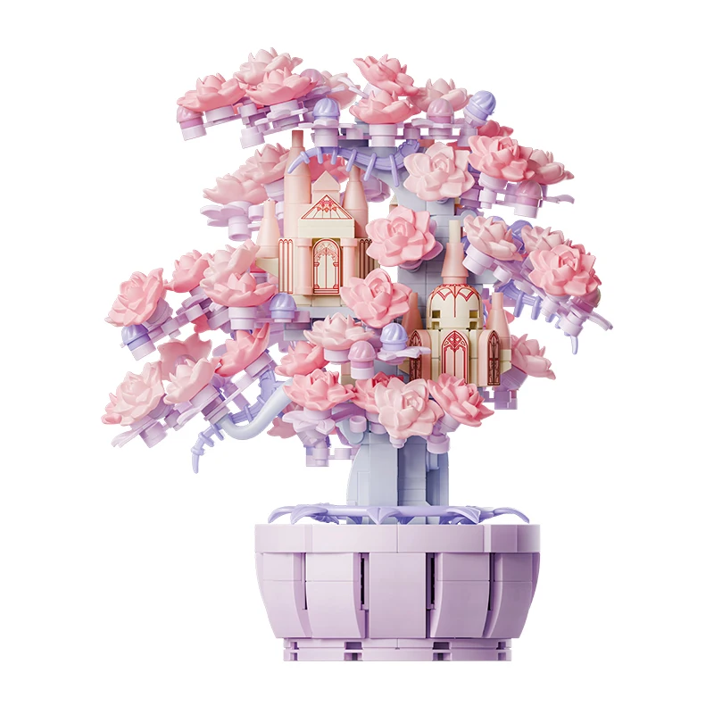 2-Styles-Cute-Sakura-Tree-House-Building-Blocks-Decorations-DIY-Toys ...