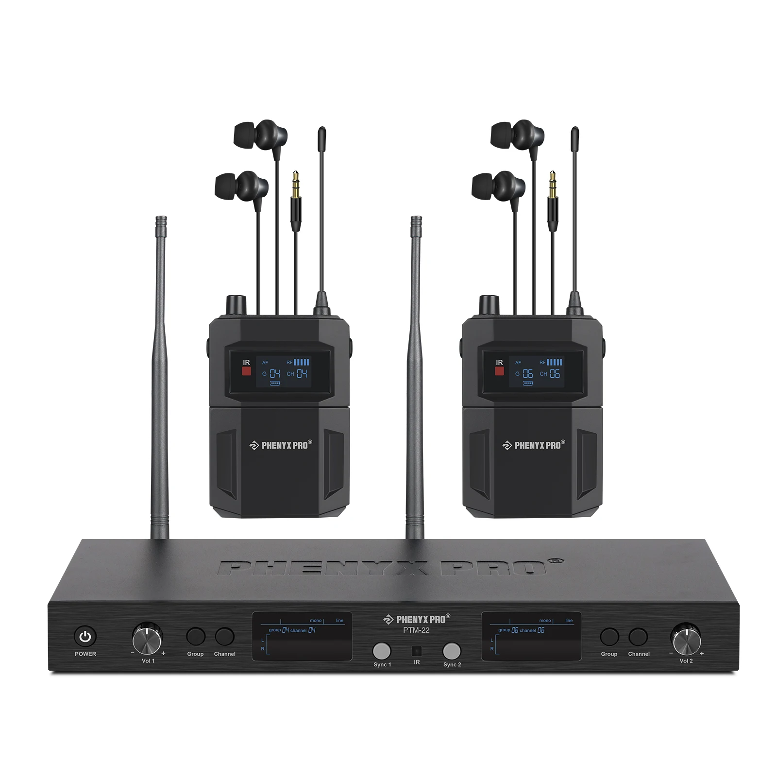 Phenyx-Pro-UHF-Mono-Dual-Wireless-in-Ear-Audio-Monitor-System-Metal ...