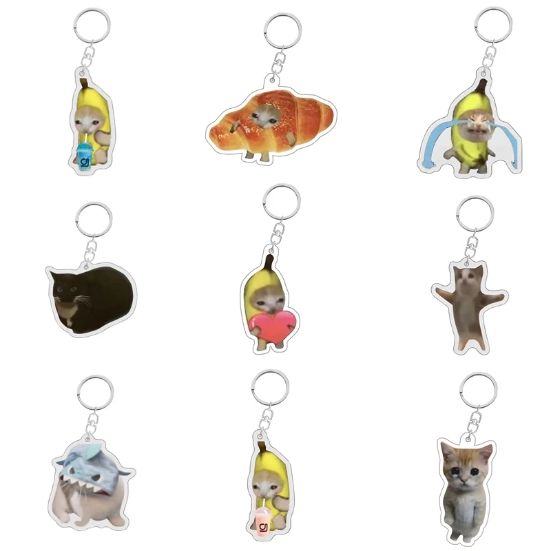 Creativity-Happy-Cat-Banana-Cat-Pendant-Meme-Key-Chain-Funny-Lanyard ...