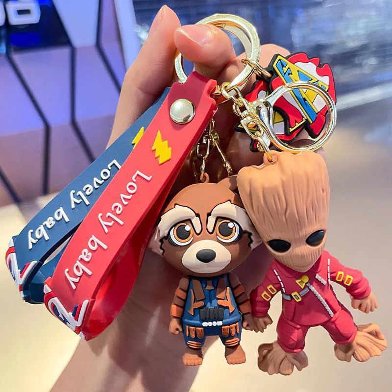 Marvel Legends Groot Rocket Raccoon Spiderman Figura Keychain Estatueta PVC Material Boneca Saco ...