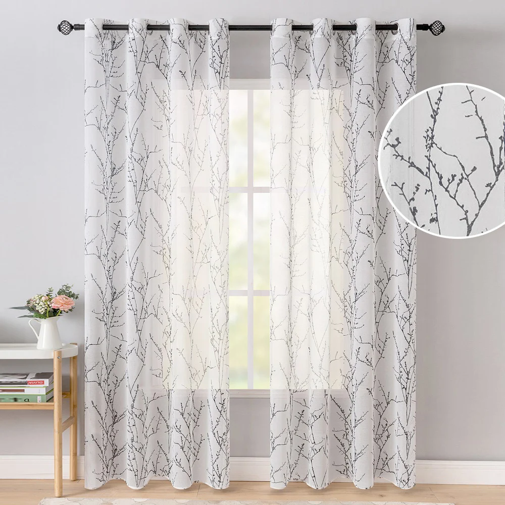Modern-Print-Tree-Branches-Sheer-Curtains-in-the-Living-Room-Bedroom ...