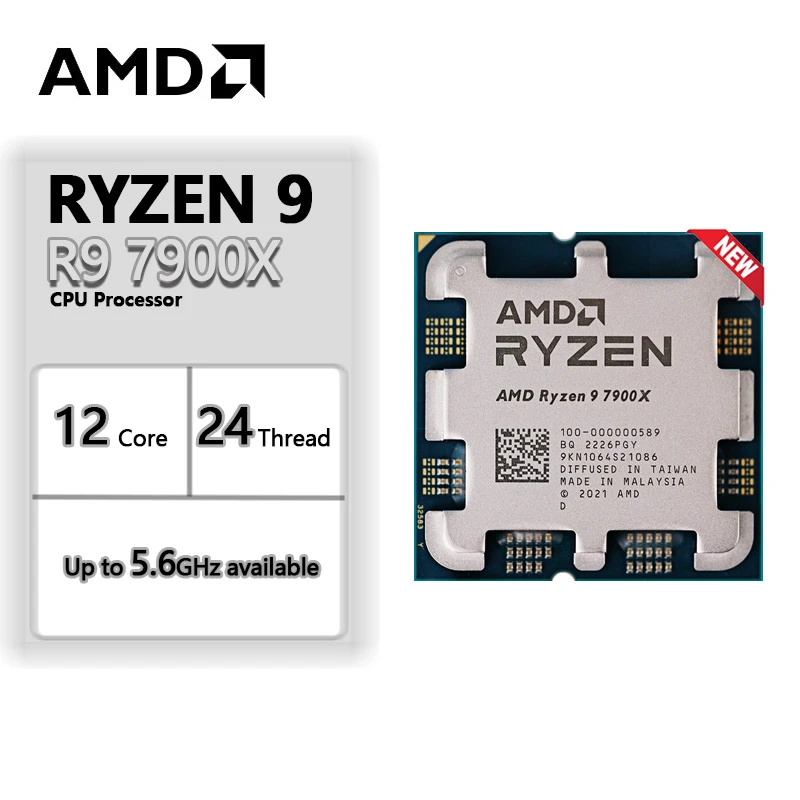 AMD Ryzen 9 7900X R9 7900X 4.7 GHz 12 Core 24 Thread CPU Processor 5NM ...
