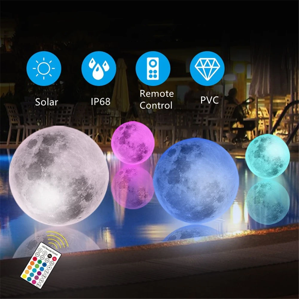 Solar Outdoor LED Garden Moon Light Remote Control Floor Street Lawn ...