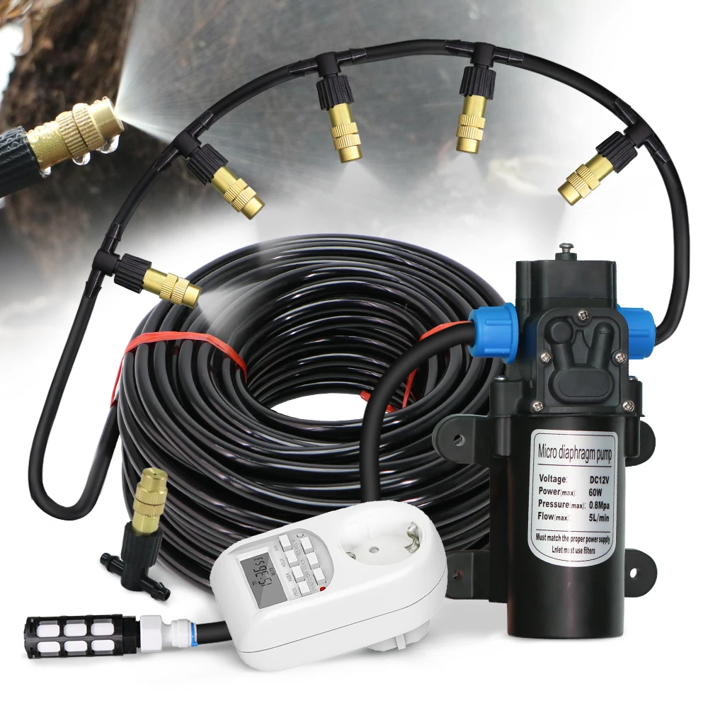 30-5M 60W Self-priming Pump with Timer Misting Nozzle Cooling System ...