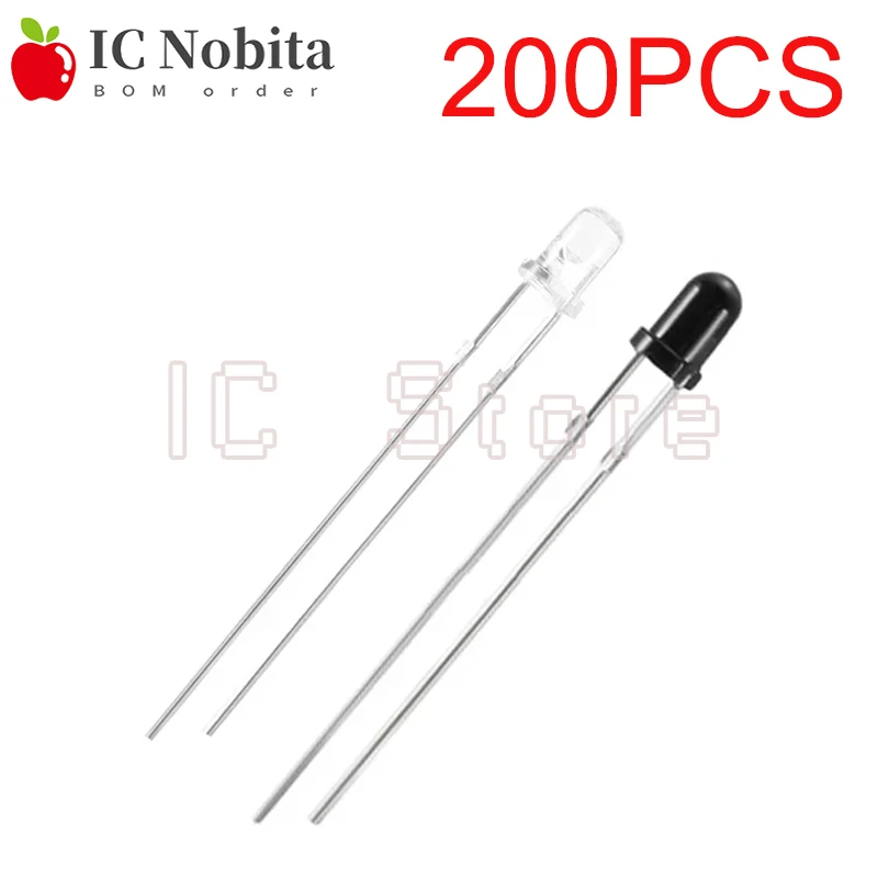 200PCS-3mm-5mm-IR-LED-Emitting-Receiver-Diode-Photosensitive-Receiving ...