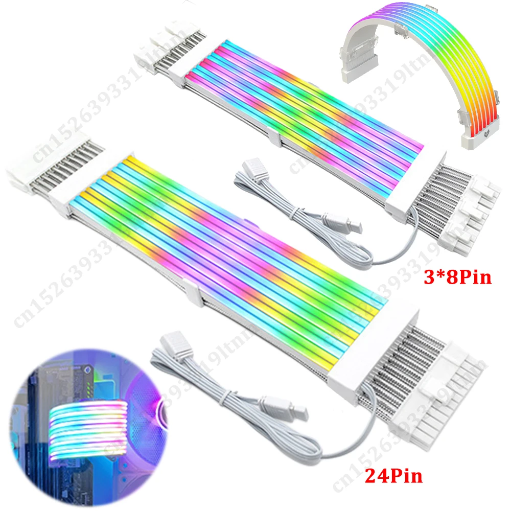 ARGB-Sync-PSU-Power-Supply-Extension-Cable-Kit-12VHPWR-ATX-24Pin-8Pin ...