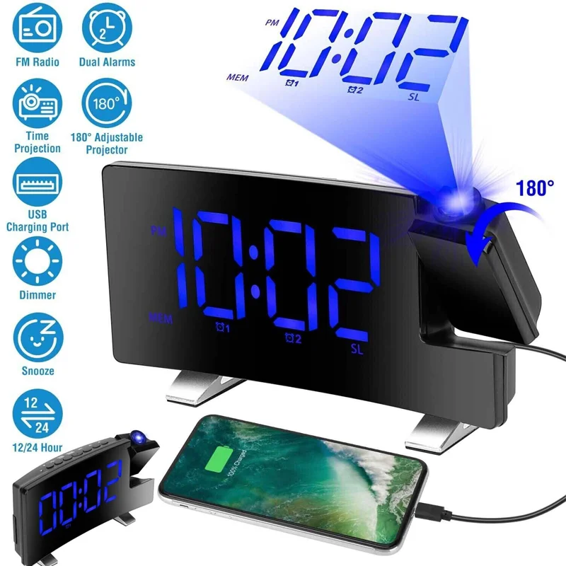 LED-Digital-Projection-Alarm-Clocks-USB-Charging-Projector-Digital ...