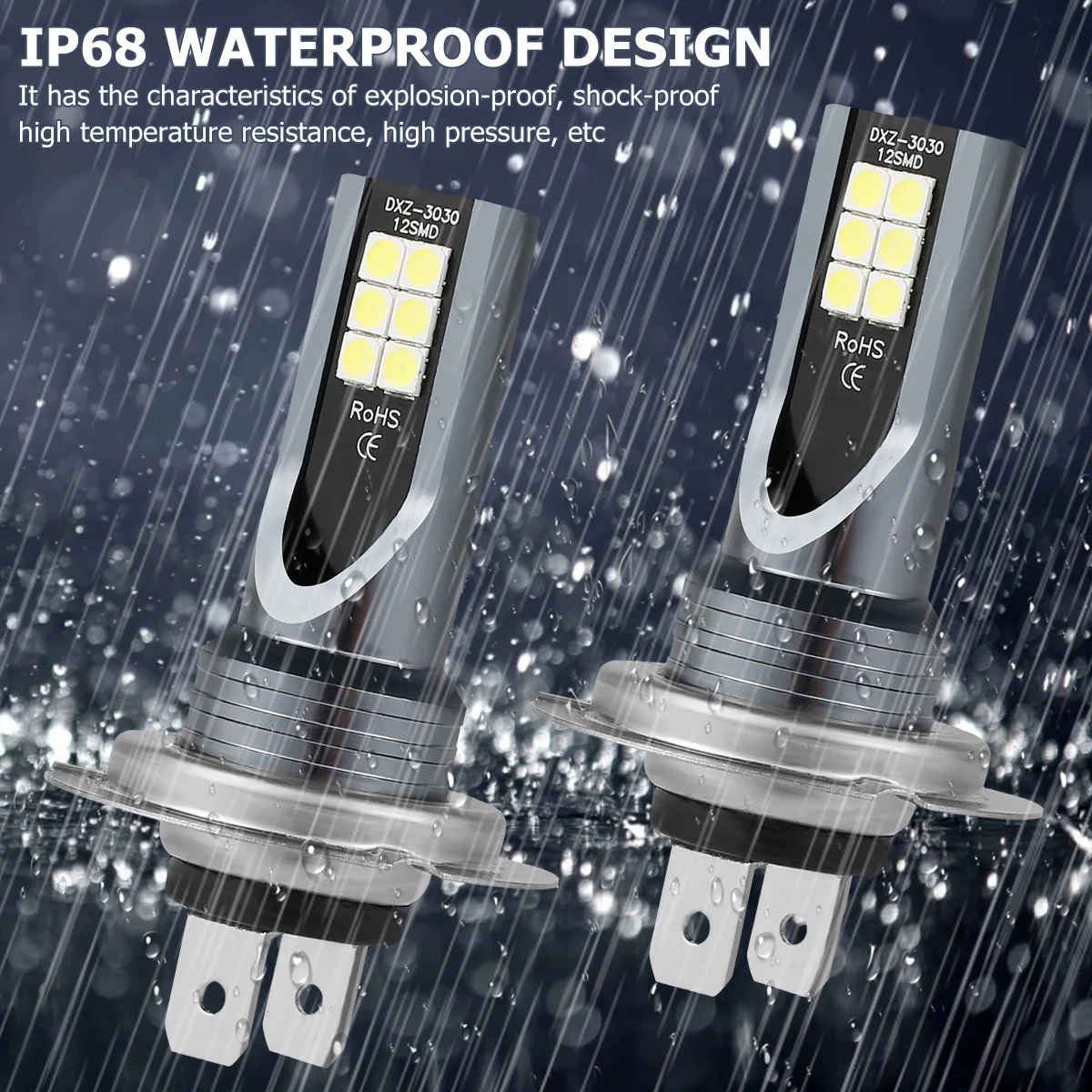 2Pcs 6500K 16000LM H7 LED Headlight High Low Beam Auto Fog Light Bulbs ...