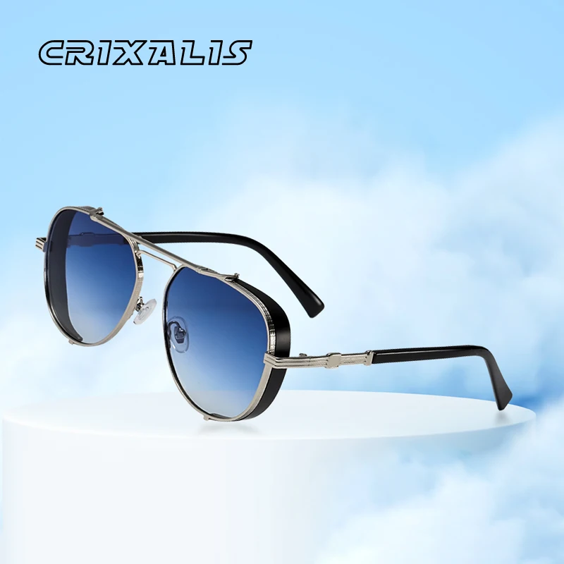 Crixalis Pilot Sunglasses For Men 2022 Fashion Metal Oversize Frame Sun ...
