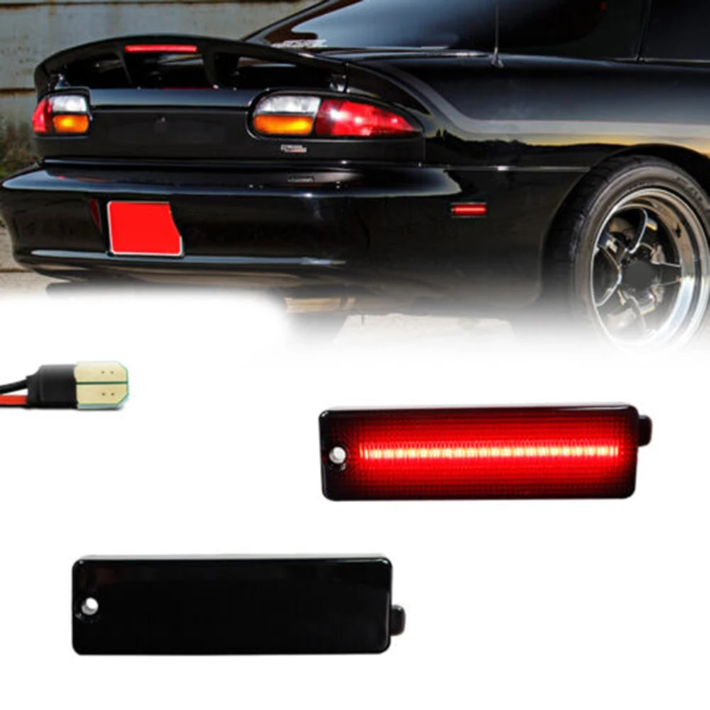 2pcs Smoked Lens Red Led Rear Bumper Side Marker Lights For Chevy ...