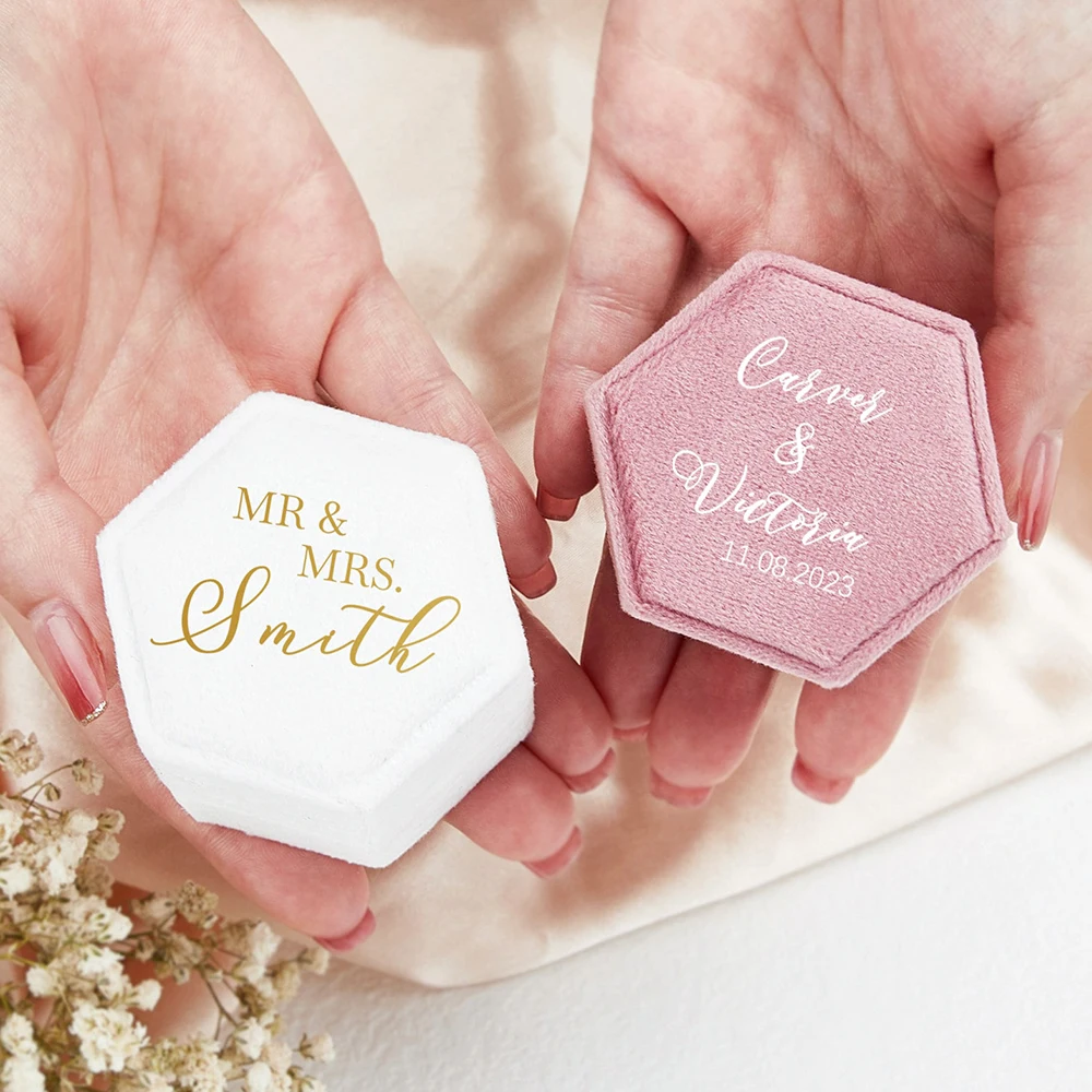 Custom-Hexagonal-Velvet-Ring-Box-Modern-Elegant-Single-Double-Slot-Ring ...