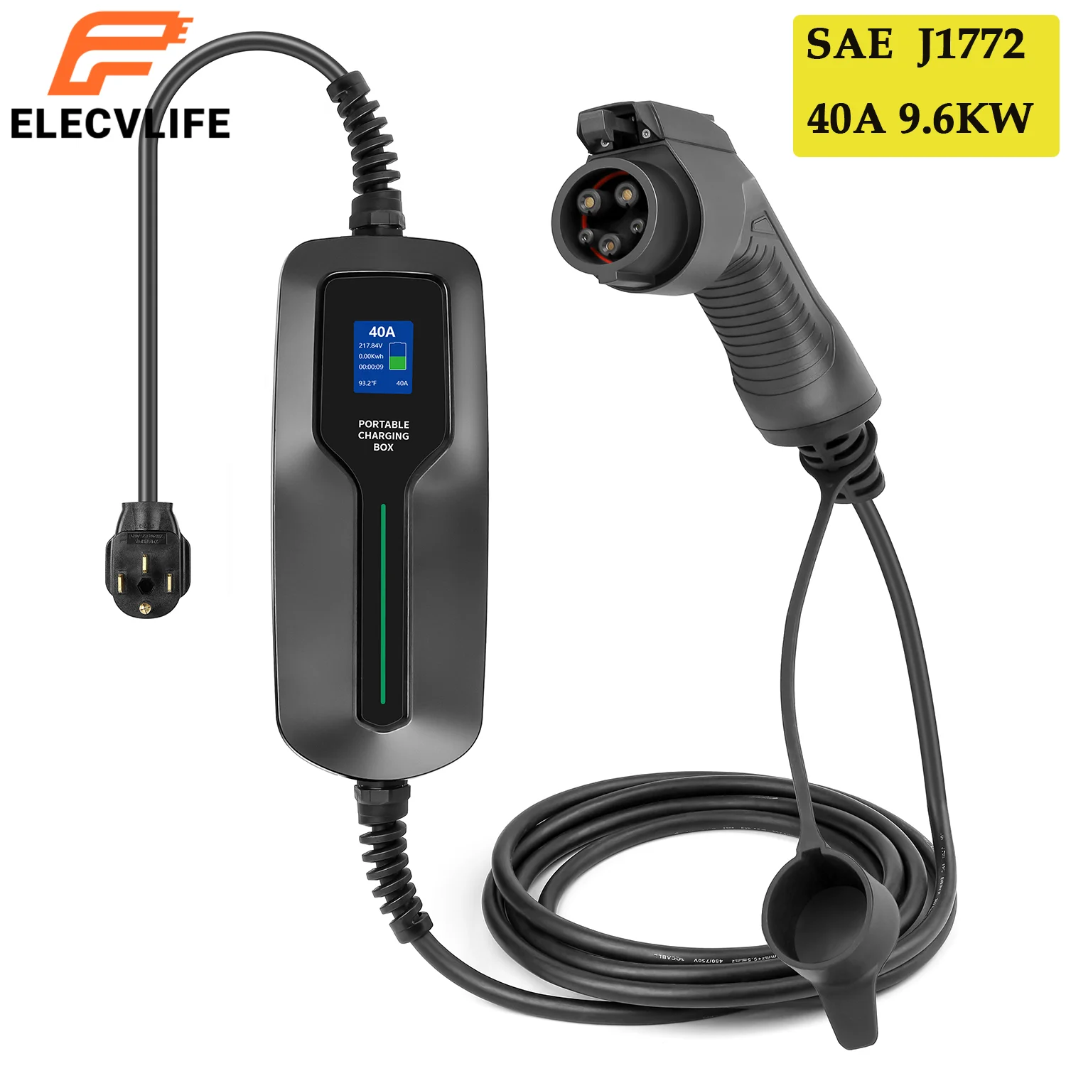 J1772 Type 1 Electric Vehicle Charger Portable Charging Box 40A 9kW ...