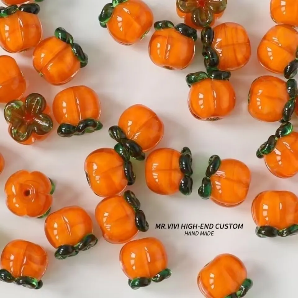 Handmade-luminous-glass-bead-persimmon-bell-orchid-headband-DIY ...