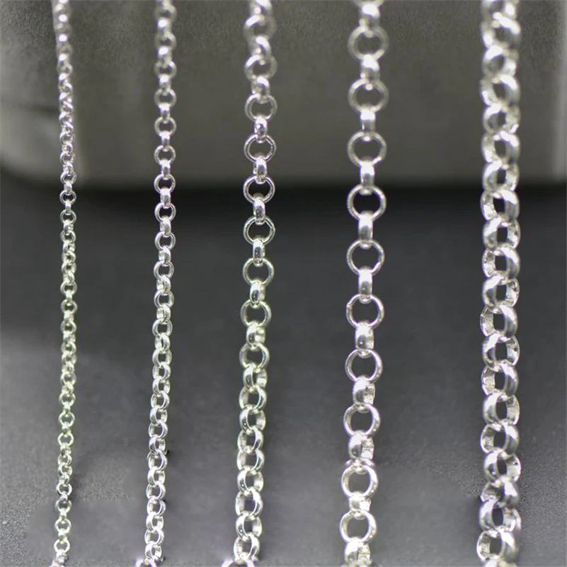 10CM-Lot-Wholesale-Round-Circle-925-Sterling-Silver-Chain-For-Jewelry ...