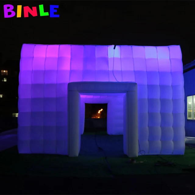 Magic Illuminated Wedding White Inflatable Cube Tent With Led Lighting ...