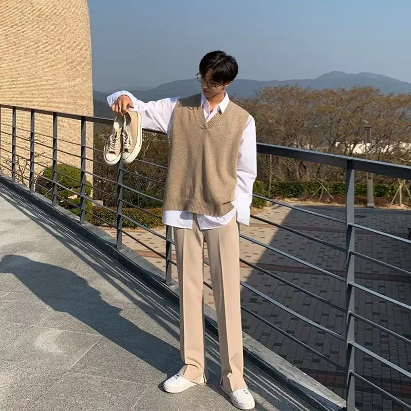 Su-ter-elegante-de-manga-comprida-masculino-terno-casual-camisa-com ...