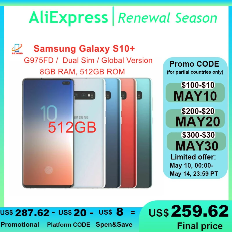 Samsung Galaxy S10+ S10 Plus Duos G975fd Dual Sim 512gb Rom 8gb Ram ...