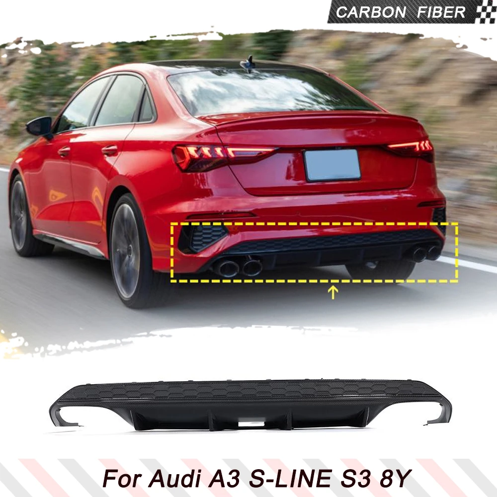 Car-Rear-Bumper-Lip-Diffuser-for-Audi-A3-S3-RS3-8Y-Sedan-2022-2023-Real ...