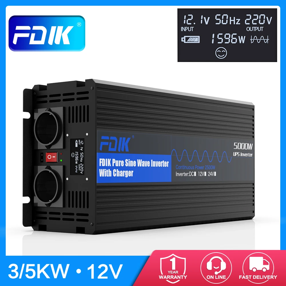 FDIK-Solar-Inverter-12V-220V-DC-to-AC-Pure-Sine-Wave-Converter-3000W ...