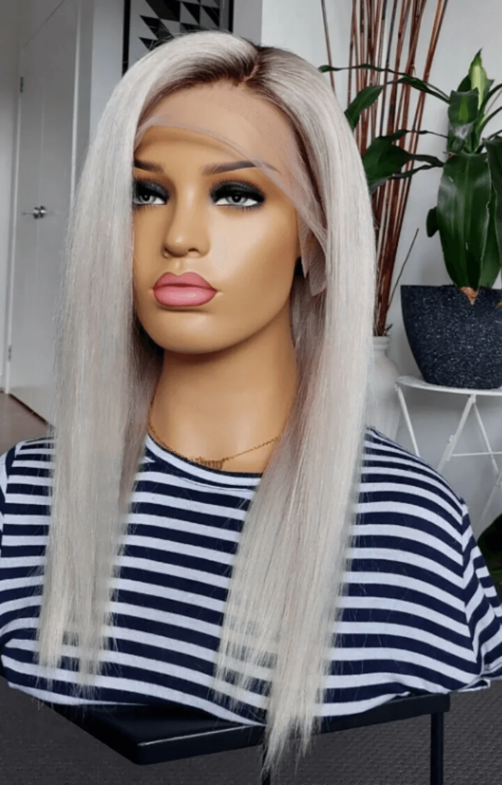 Platinum Ash grey Lace Front Wig Human Hair colored Wig Brazilian Hair ...