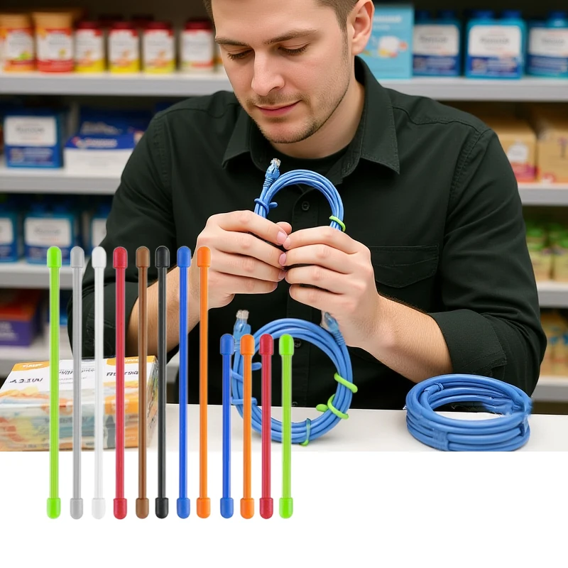 5PCS Silicone Zip Ties, Steel Core Silicone Twisted Ties, Reusable ...