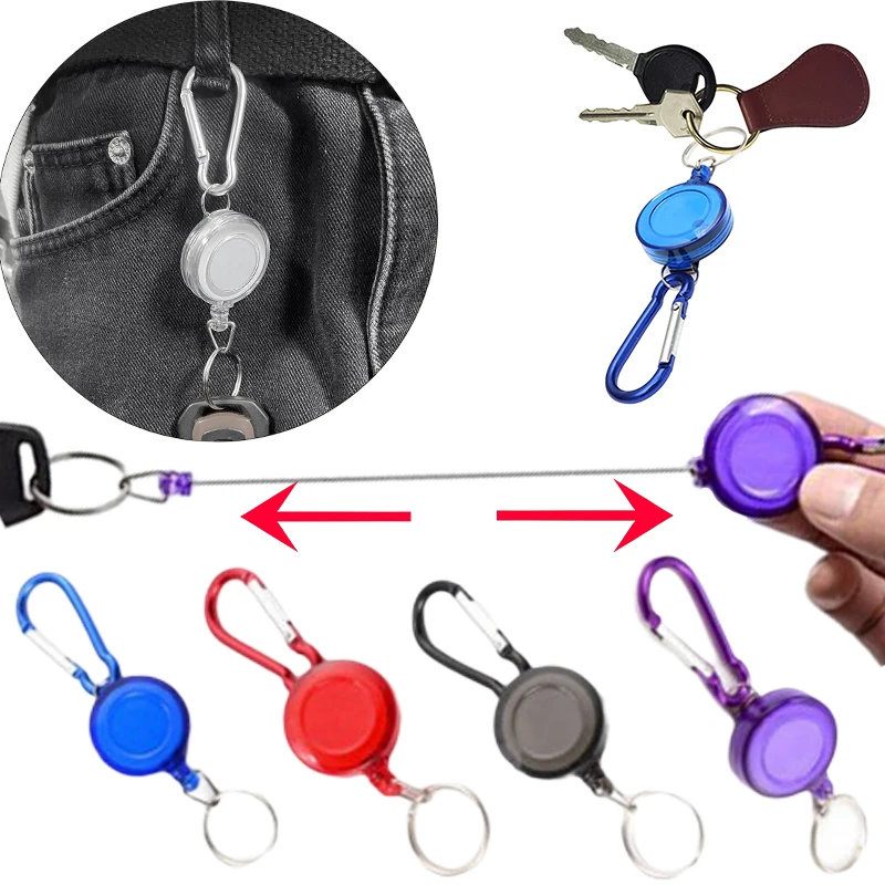 1PC Multifunctional Multi color Roll Retractable Keychain Rope Bag ...