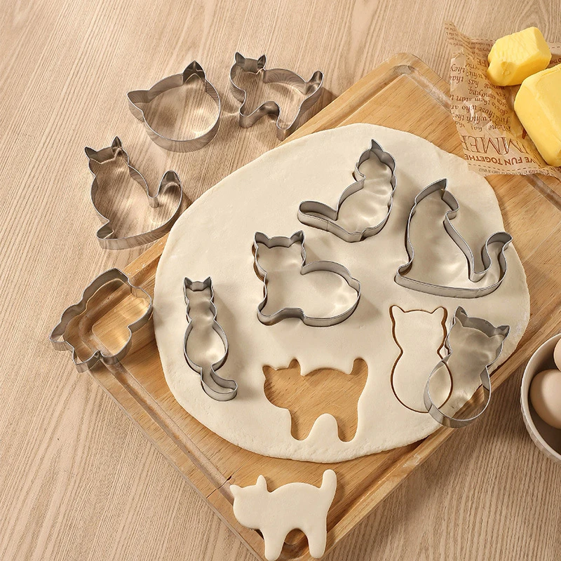 9Pcs Cat Shaped Cookie Cutters Pastry Cutter Biscuit Molds Baking Tools ...
