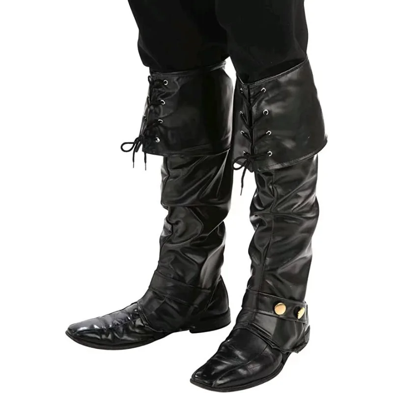 Faux-Leather-Pirate-Boots-Cover-with-Cuffs-and-Laces-for-Medieval ...
