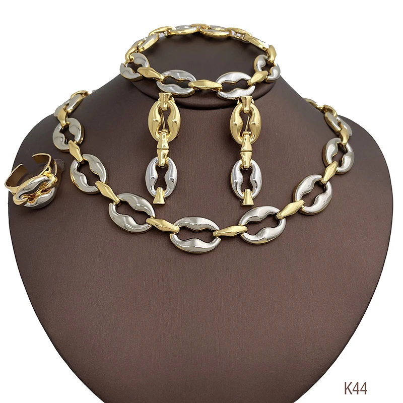 18K-Gold-Plated-Earrings-For-Women-Dubai-Jewelry-Two-Tone-Color ...