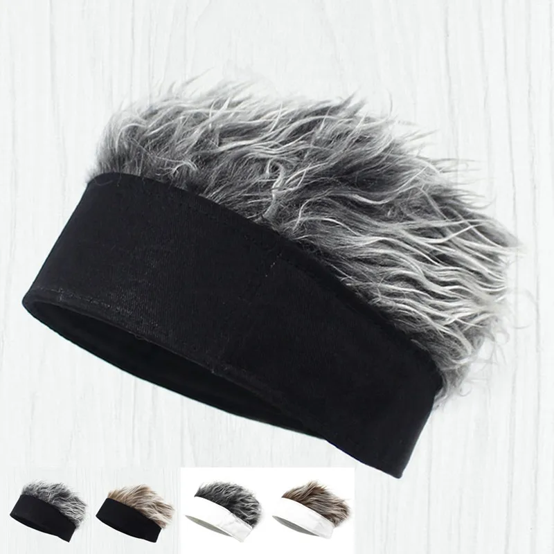 Men-Women-Novelty-Spiked-Fake-Hair-Wig-Hip-Hop-Beanie-Hat-Funny-Short ...