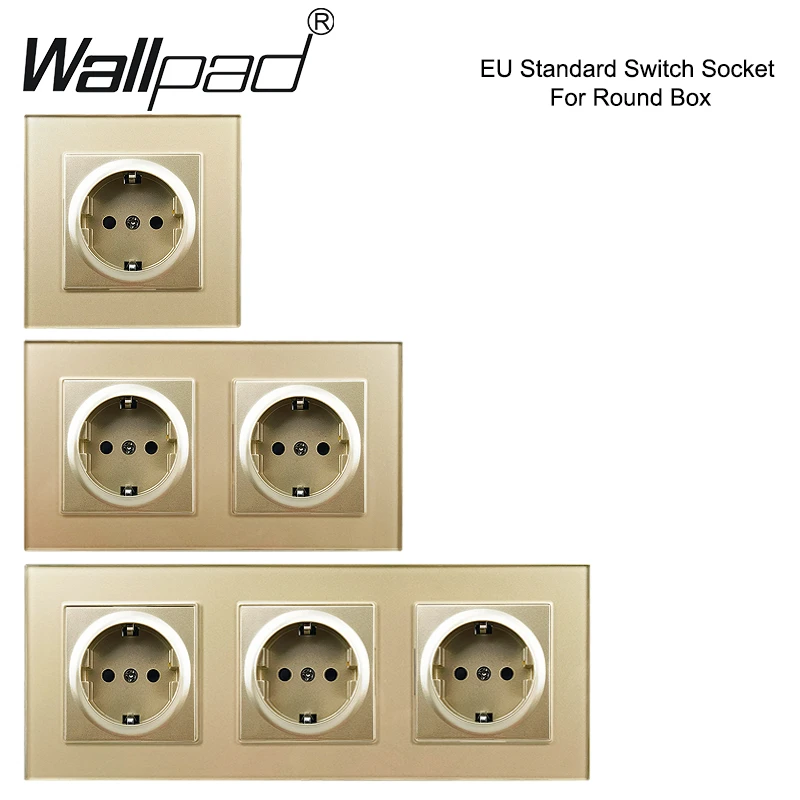 DIY EU Gold Glass 1 2 3 ON OFF Light Switch Wall 16A French European Power Socket with USB Type ...