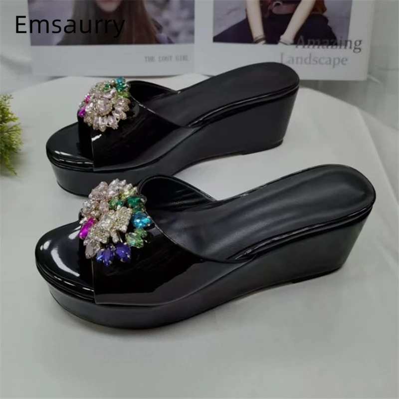 Colorful Rhinestone Flower Buckle Decor Sandals Women High Platform ...