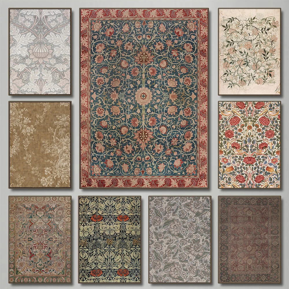 Vintage-William-Morris-Flower-Bird-Antique-Tapestry-Carpets-Pattern ...