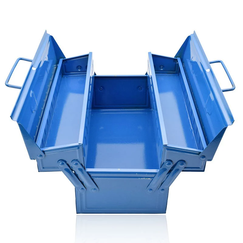 Metal Toolbox Portable 3-Tray Cantilever Steel Tool Box Tool Storage ...