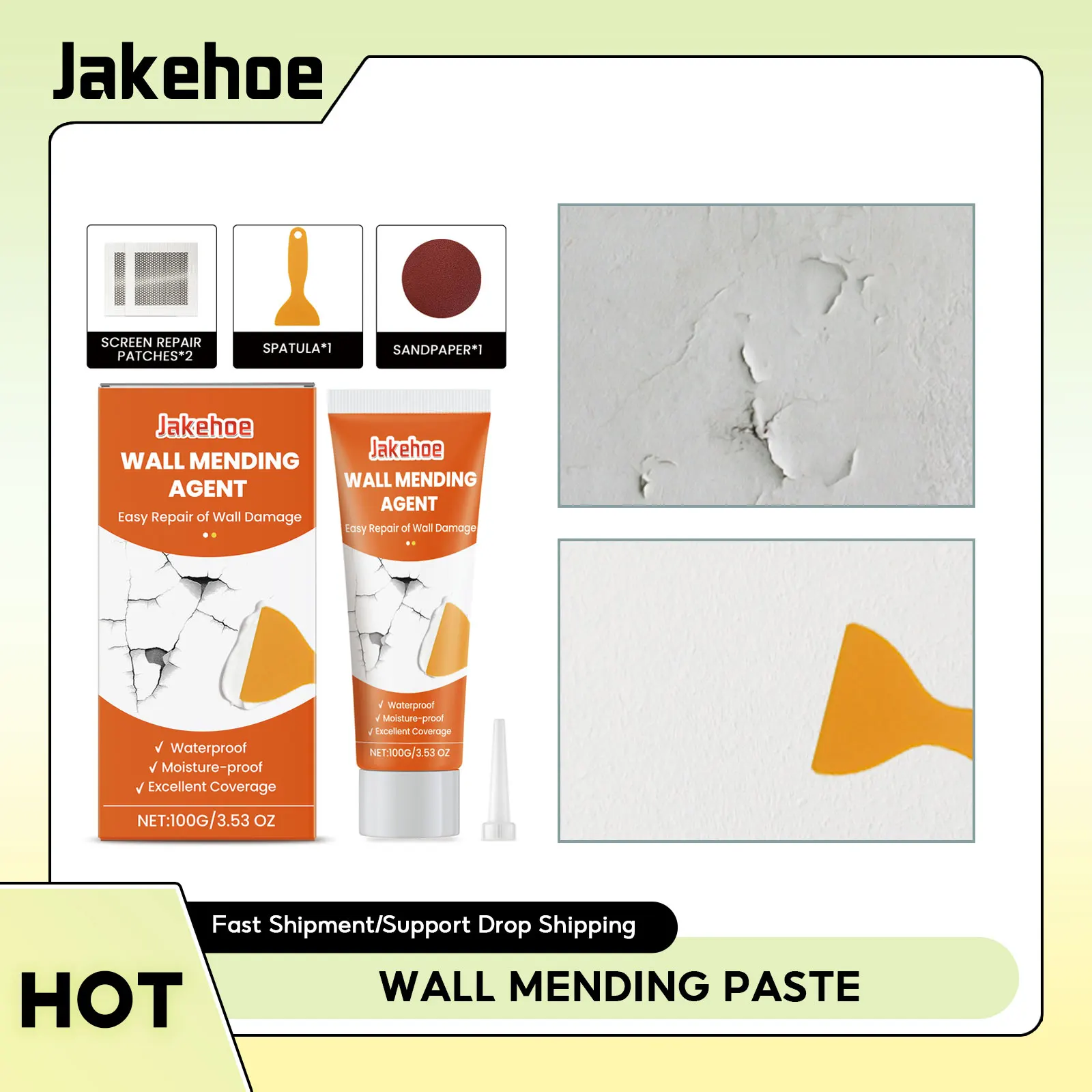 JAKEHOE Wall Mending Agent Set Wall Mending Paste White Wall Restorer ...