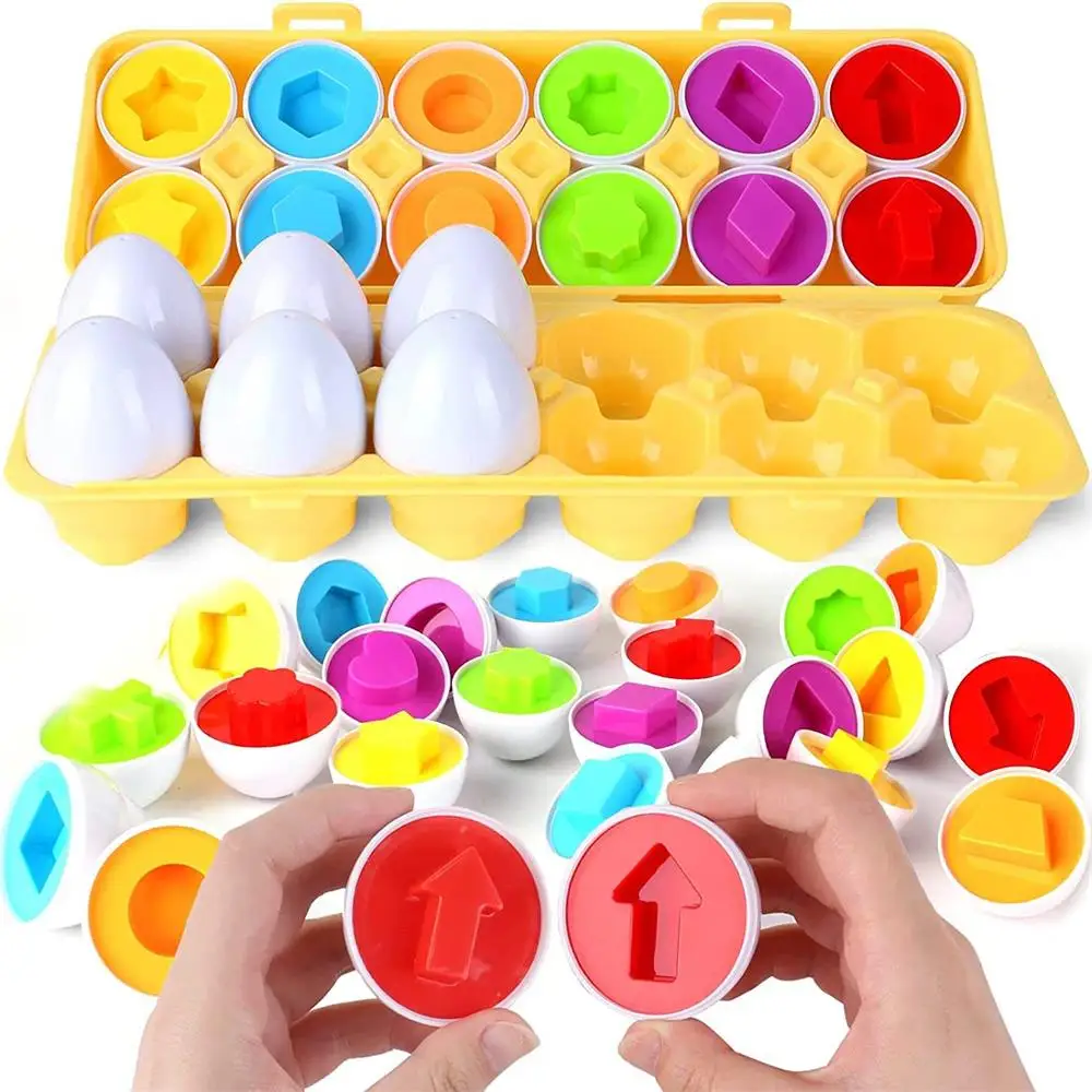 6-12PCS-Educational-Color-Shape-Matching-Eggs-Set-Early-Learning-Puzzle ...