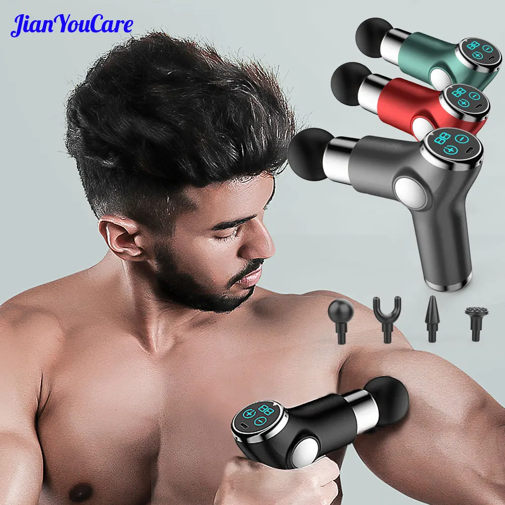 Jianyoucare mini lcd profundo massagem elétrica fascia arma percussão corpo muscular relaxar ...