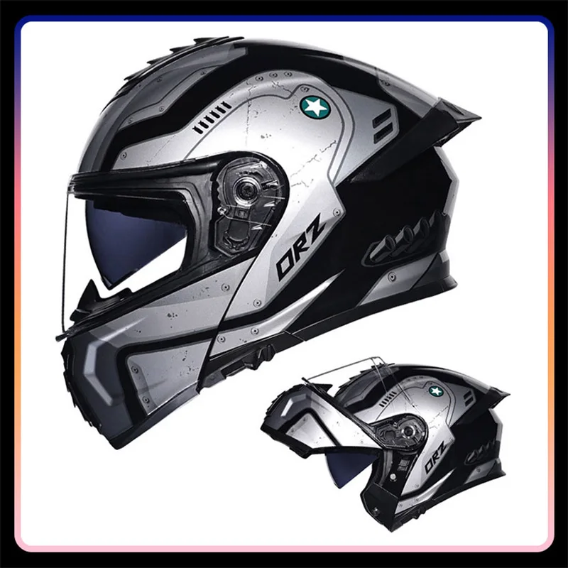Dot-Goedgekeurde-Vintage-Full-Face-Helm-Dual-Vizier-Flip-Up-Motorhelmen ...