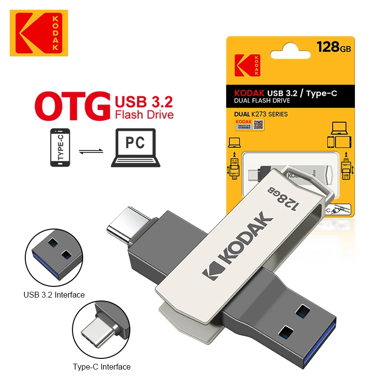 KODAK OTG C 타입 메탈 USB 펜 드라이브, 64GB USB 플래시 드라이브, 64GB 메모리 USB, 무료 배송 ...