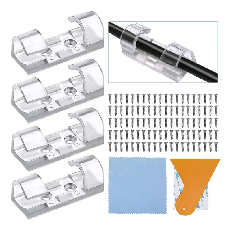 5-20PCS-Self-Stick-Wire-Organizer-Line-Cable-Buckle-Clips-Clamp-Table ...
