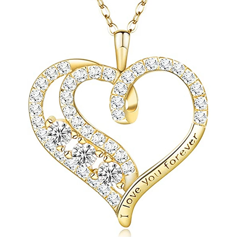 Huitan-Gold-Color-Heart-Necklace-for-Women-Full-Paved-Dazzling-CZ-I ...