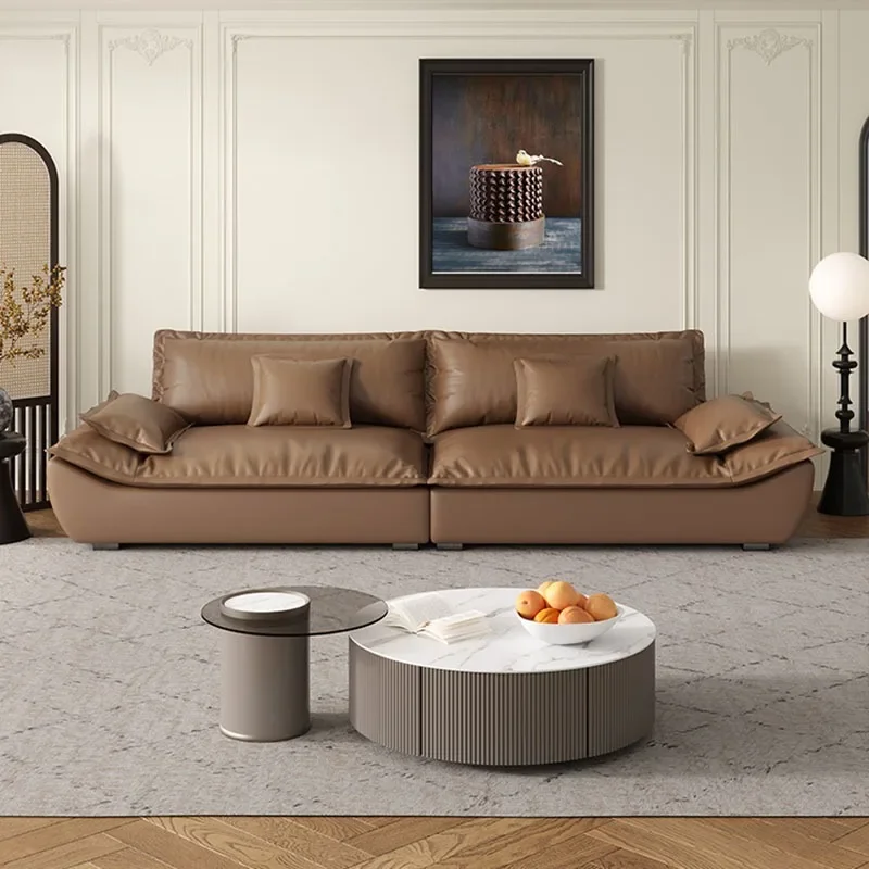 Leather-Living-Room-Sofas-Floor-Sectional-Curved-Lazy-Accent-Sofa-Puffs ...