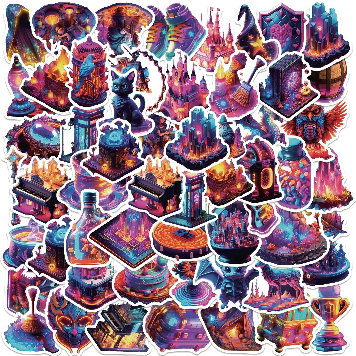 10/30/50PCS Neon Style Magic Department Magic Stickers Kawaii DIY ...
