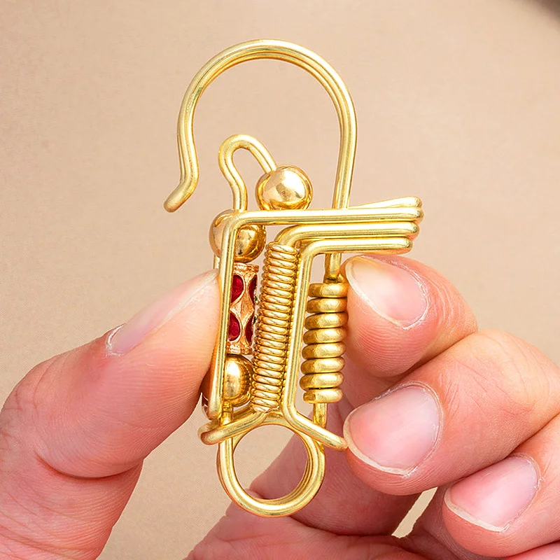 High-End-Brass-Colour-Keychain-Stainless-Steel-Wire-Winding-Key-Chain ...