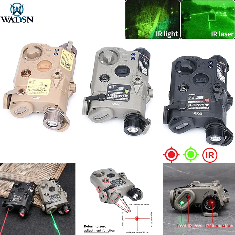 WADSN Tactical PEQ 15 Red Green Dot Sight IR Light IR Laser Hunting Weapon Light Suitable For ...