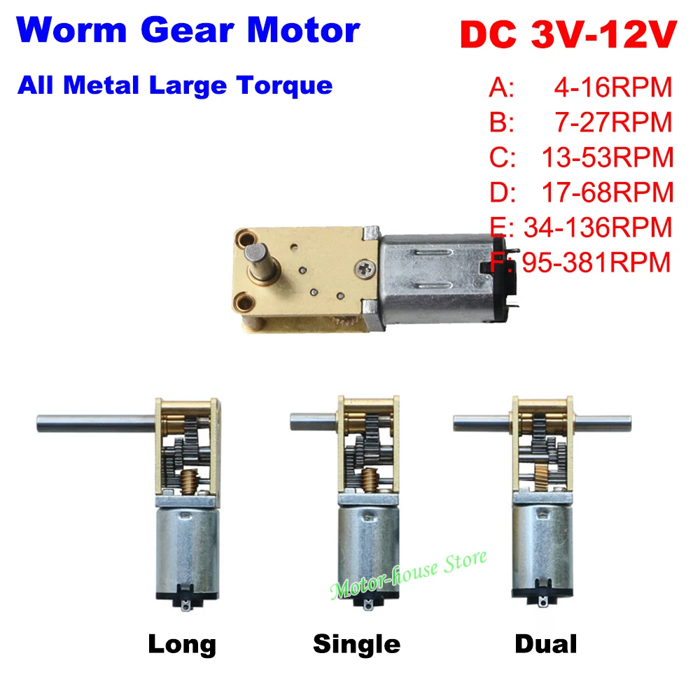 N20 Full Metal Gear Box Motor Singal/ Dual Shaft/ Long Shaft DC 3V 6V ...