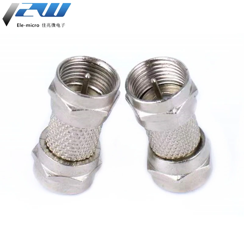 Silver Zinc Alloy Type F Male Plug Connector Socket to RF Coaxial TV ...